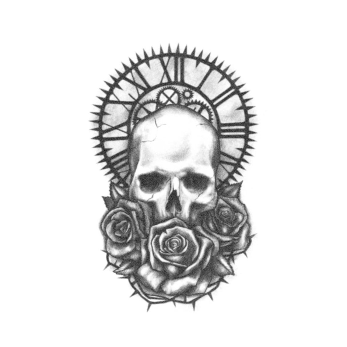 Cross With Rose And Skull Tattoo